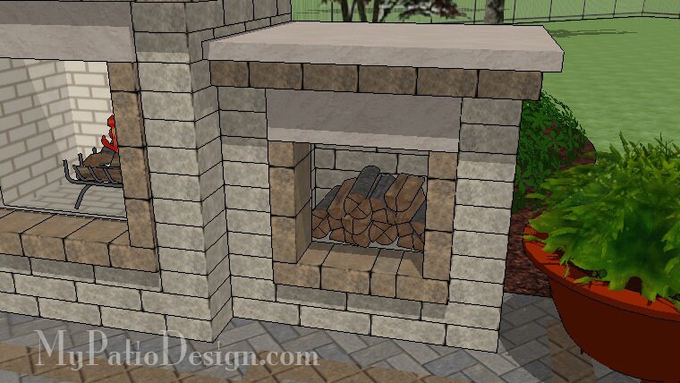 DIY Outdoor Block Fireplace Plan With Two Woodboxes - Etsy