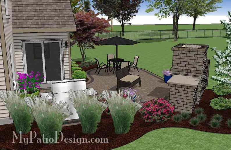 DIY Patio Plan With Fire Place 460 Sq. Ft. - Etsy