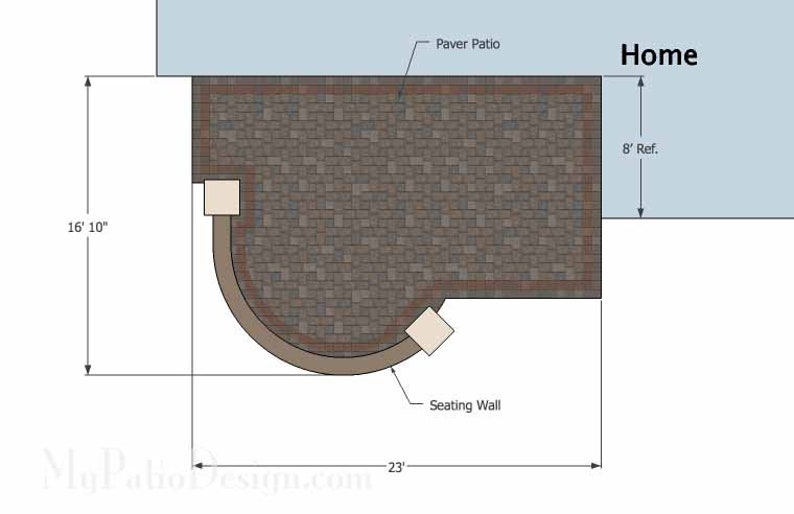 DIY Patio Plan With Seating Wall and Grill Pad 310 Sq. Ft. - Etsy