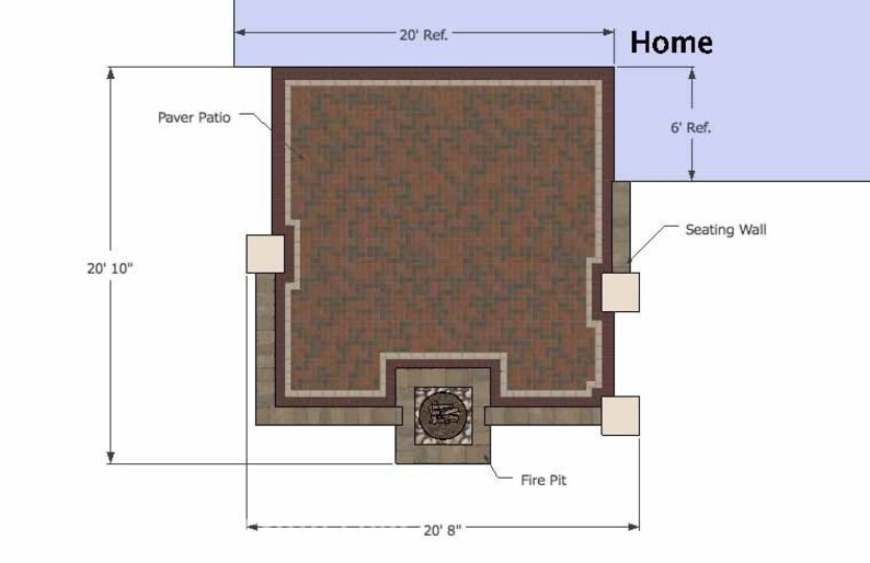 DIY Patio Plan With Two Seating Walls and Fire Pit 320 Sq. Ft. - Etsy