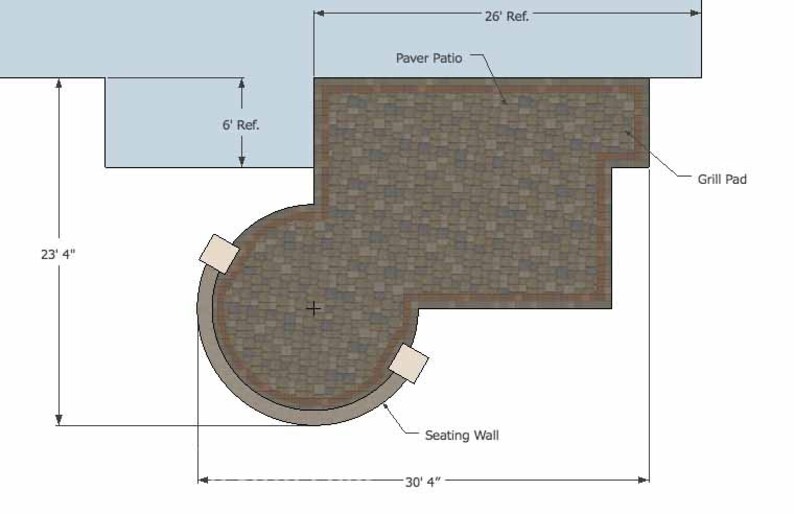 DIY Patio Plan With Seating Wall and Grill Pad 450 Sq. Ft. - Etsy