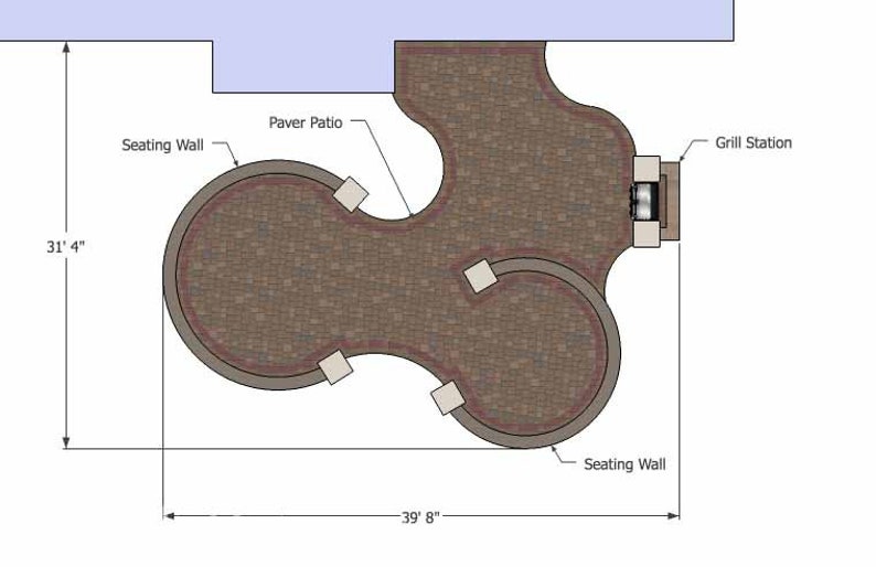 DIY Patio Plan With Two Seating Walls and Outdoor Grill Station 710 Sq ...