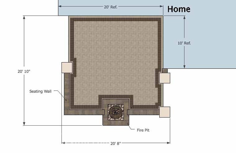 DIY Patio Plan With Two Seating Walls and Fire Pit 320 Sq. Ft. - Etsy