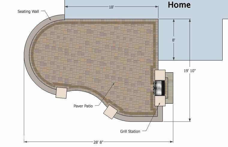 DIY Patio Design With Seating Wall and Grill Station 395 Sq. Ft. - Etsy