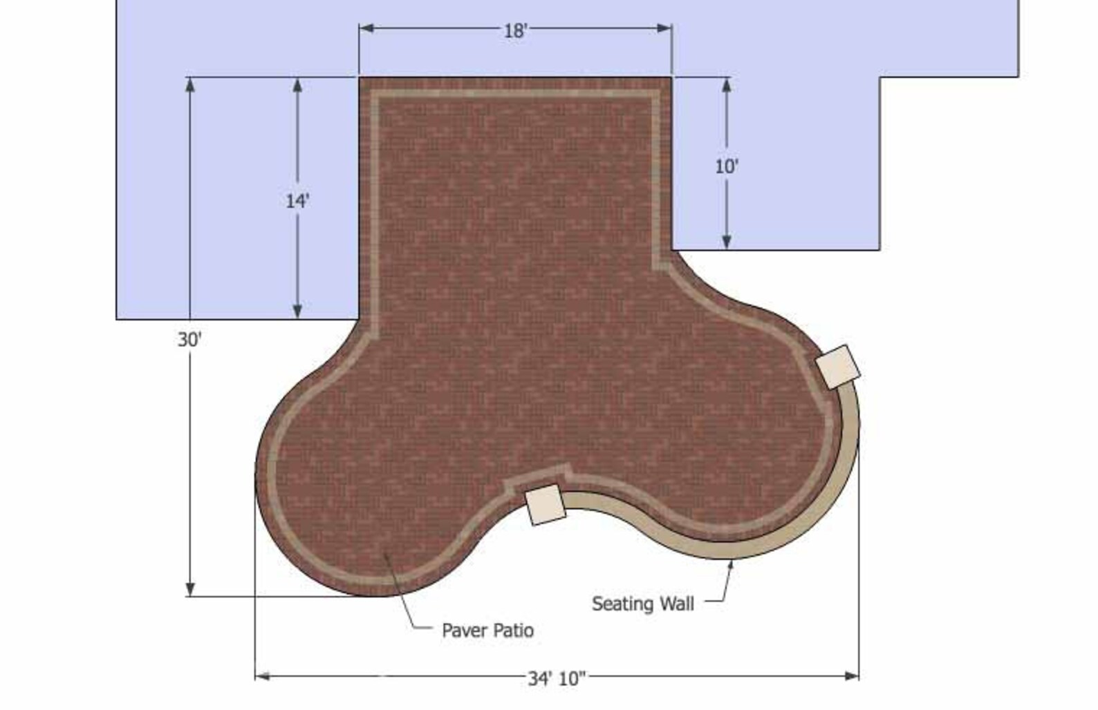 DIY Patio Plan With Seating Wall 665 Sq. Ft. - Etsy