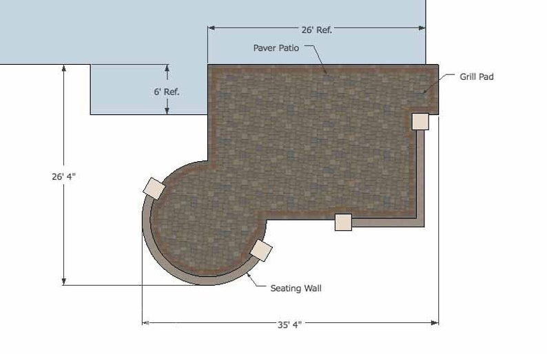 DIY Patio Plan With Two Seating Walls 600 Sq. Ft. - Etsy