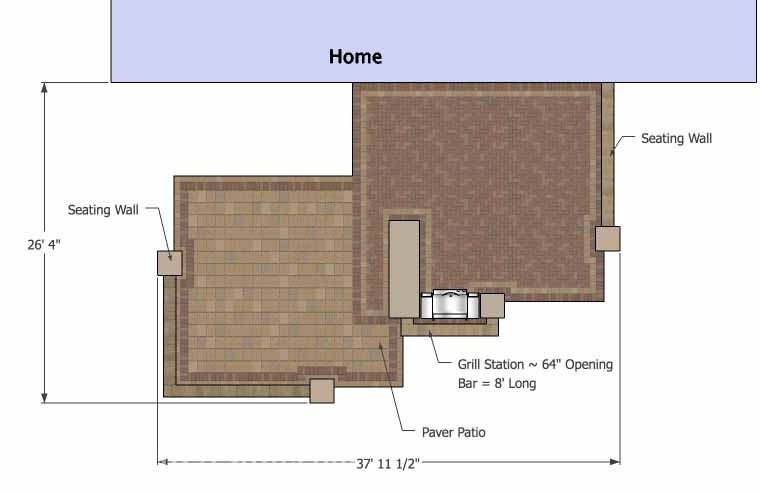 DIY Patio Plan With Two Seating Walls and Outdoor Grill Station With ...