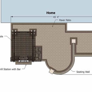 DIY Patio Plan With Seating Walls, Pergola and Outdoor Grill Station ...