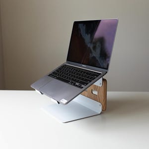 Laptop Stand, Wood Laptop Riser for Desk Organization, Home Office Desk ...