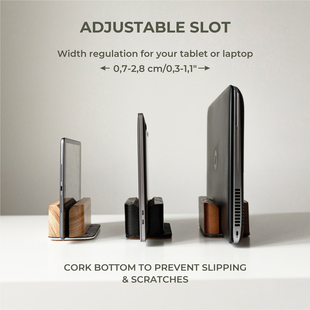 Vertical Laptop Stand, Wood iPad Holder for Tablet, PC Accessories ...