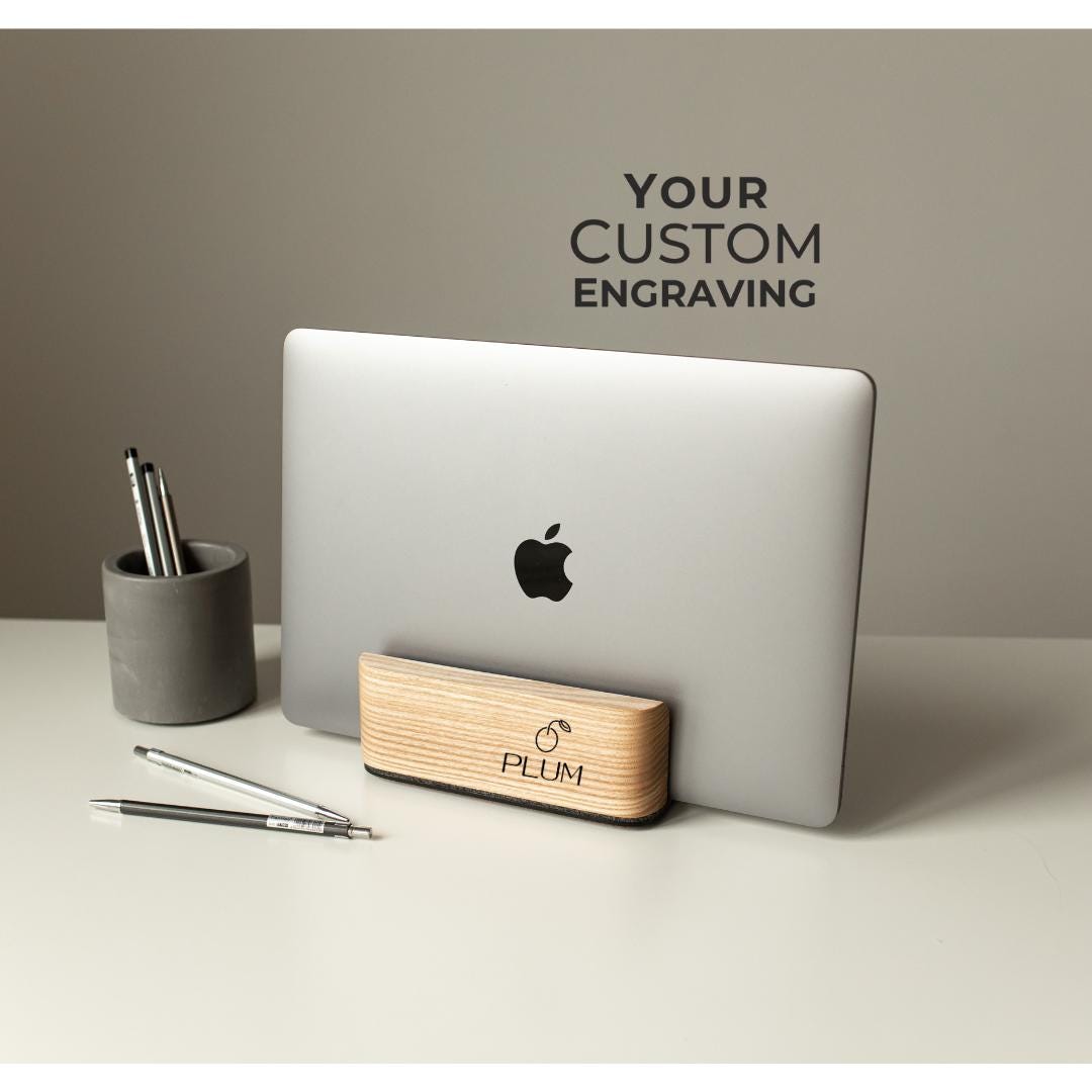 Vertical Wood and Metal Laptop Stand, Corporate Gift With Custom ...