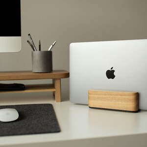 Vertical Laptop Stand Wooden Holder for Tablet and Laptop Desk ...