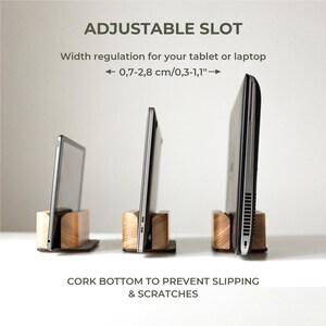 Vertical Laptop Stand Wooden Holder for Tablet and Laptop Desk ...