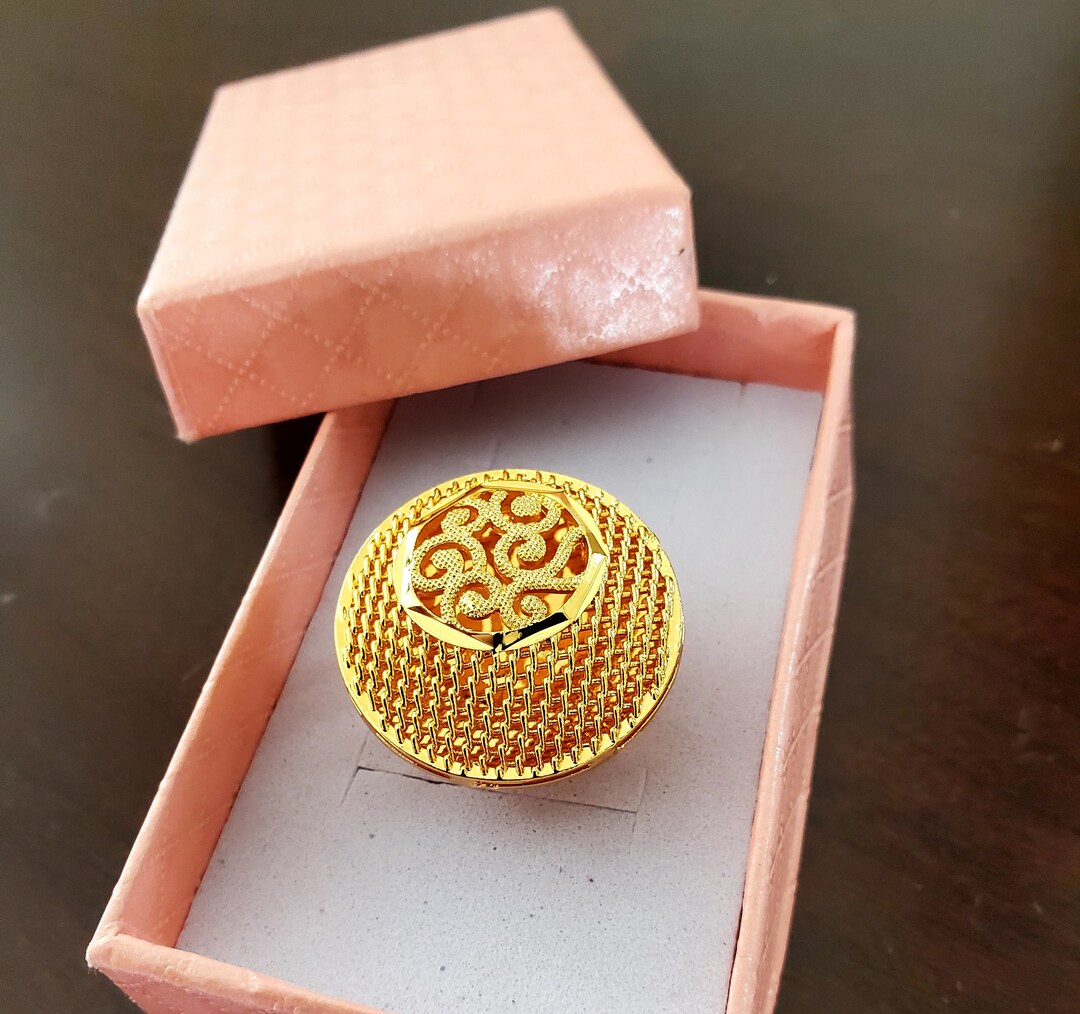 24k Real Gold Plated Wedding Moroccan Dubai Ring Big Ring, African Ring ...
