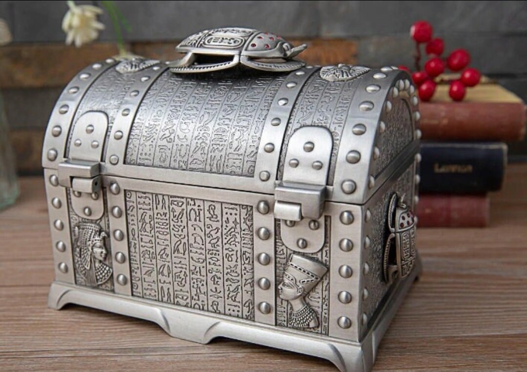2 Layer Ancient Egypt Jewelry Box Egyptian Trinket Vintage Pharaoh ...