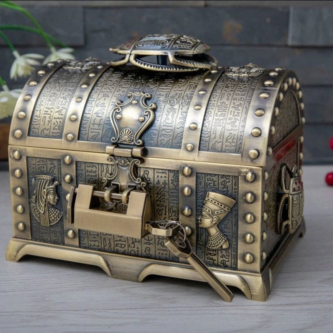 2 Layer Ancient Egypt Jewelry Box Egyptian Trinket Vintage Pharaoh ...