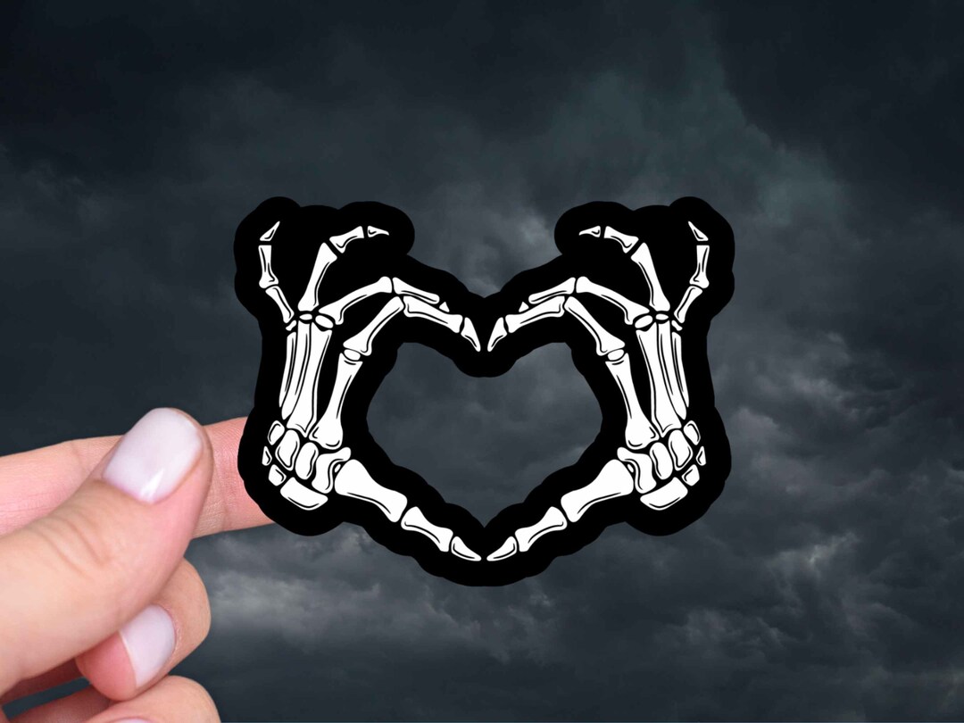 Heart-shaped Skeleton Bone Hands Sticker, Skeleton Sticker, Goth ...