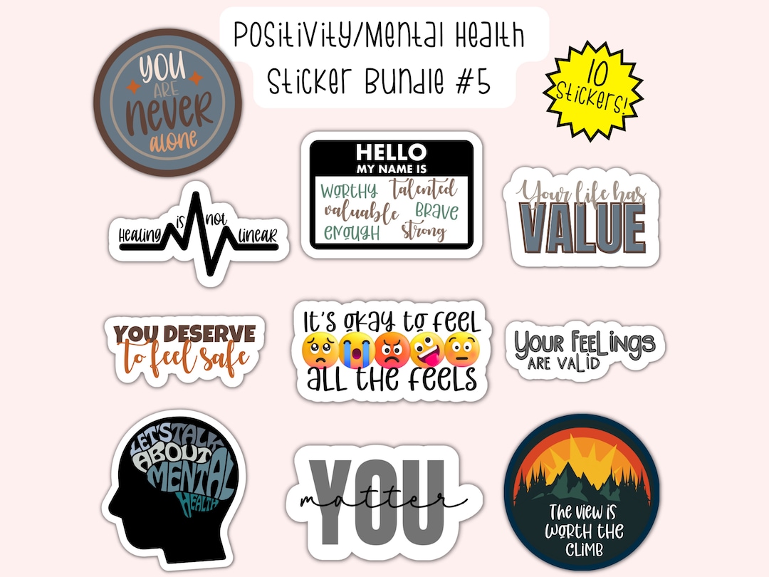 Positivity and Mental Health Sticker Bundle #5, Emotional Health ...