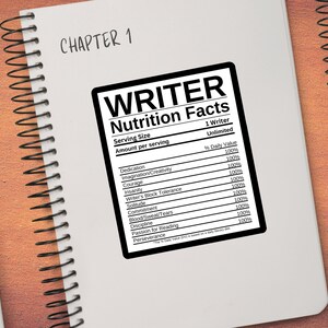 Writer Nutrition Facts Sticker: Funny Writing Laptop Decal - Etsy