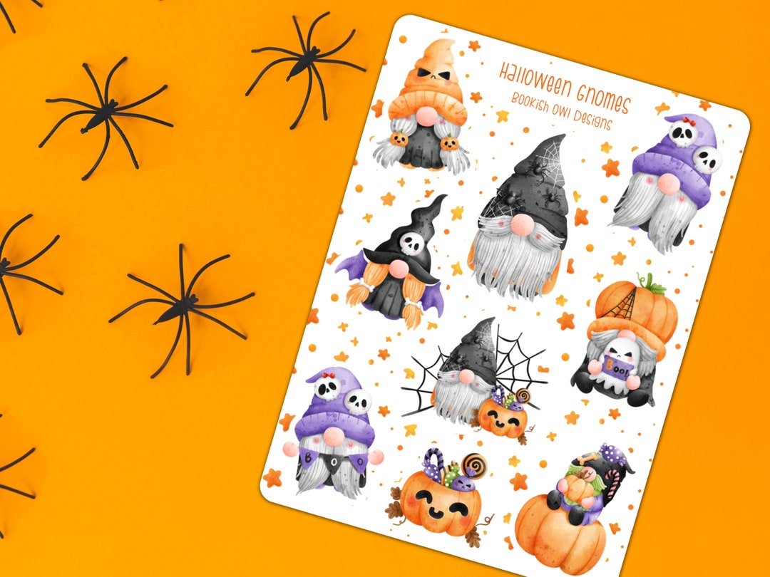 Halloween Gnomes Sticker Sheet, Halloween Party Favor Sticker Sheets ...