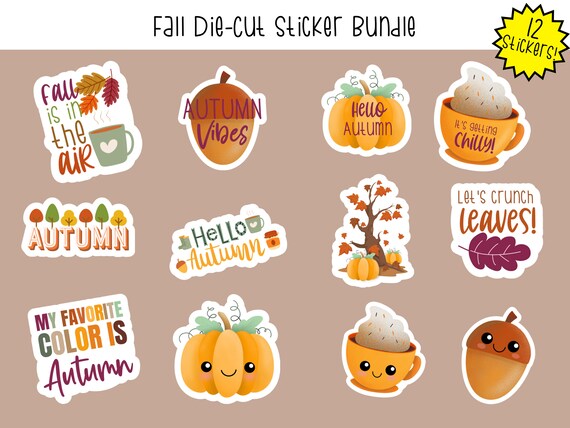 Fall Die-cute Sticker Bundle Hello Fall Sticker Pack Autumn - Etsy
