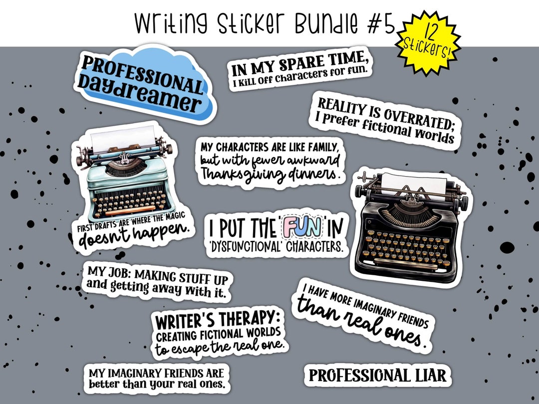 Writing Sticker Bundle #5, Stickers for Writers, Laptop Stickers - Etsy