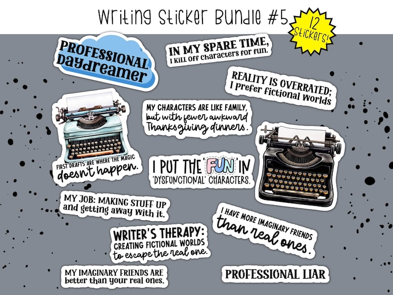 Writing Sticker Bundle #5, Stickers for Writers, Laptop Stickers - Etsy