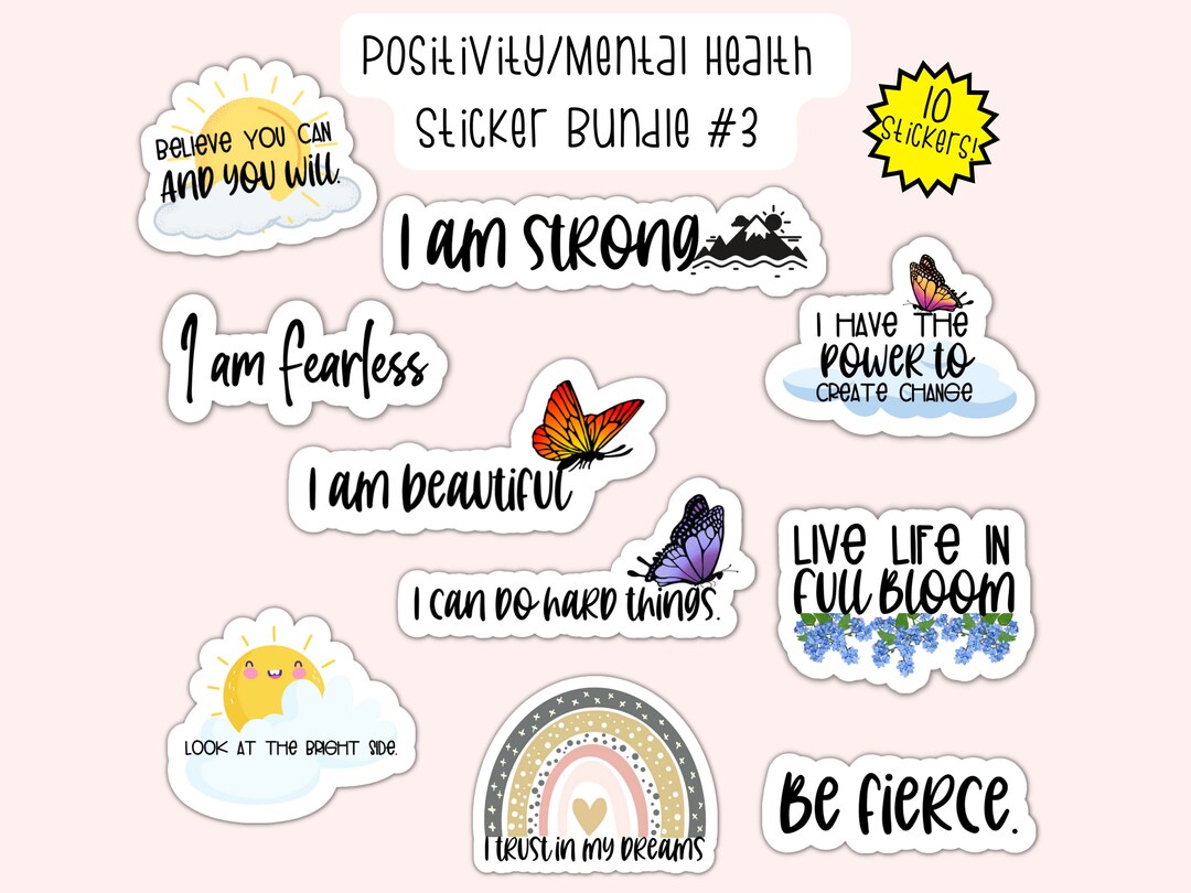 Positivity / Mental Health Sticker Bundle #3, Mental Health Water ...
