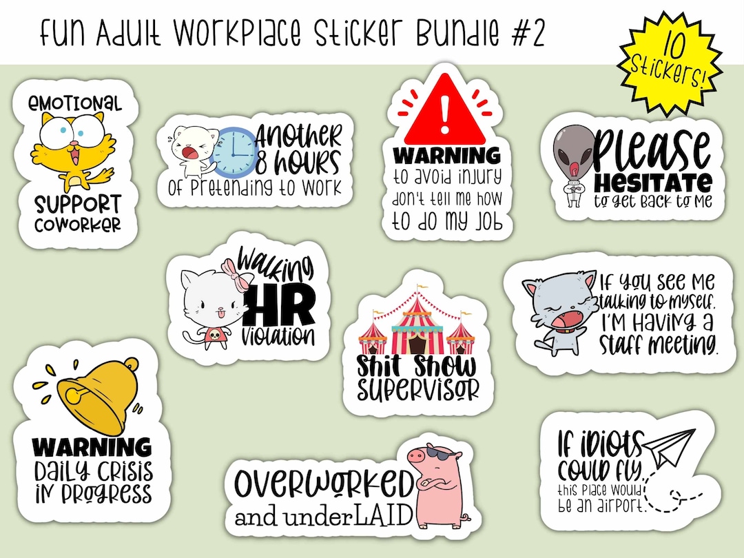 Fun Adult Workplace Sticker Bundle 2 Funny Office Stickers - Etsy
