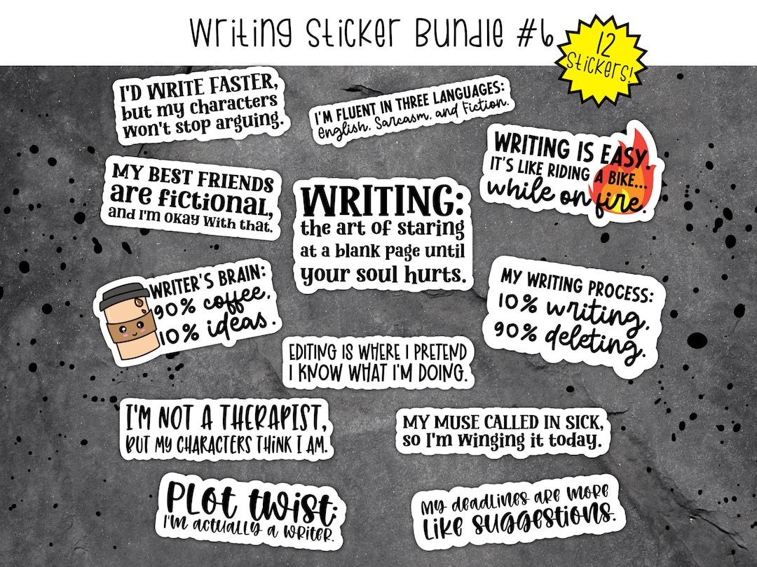 Writing Sticker Bundle #6, Stickers for Writers, Laptop Stickers - Etsy