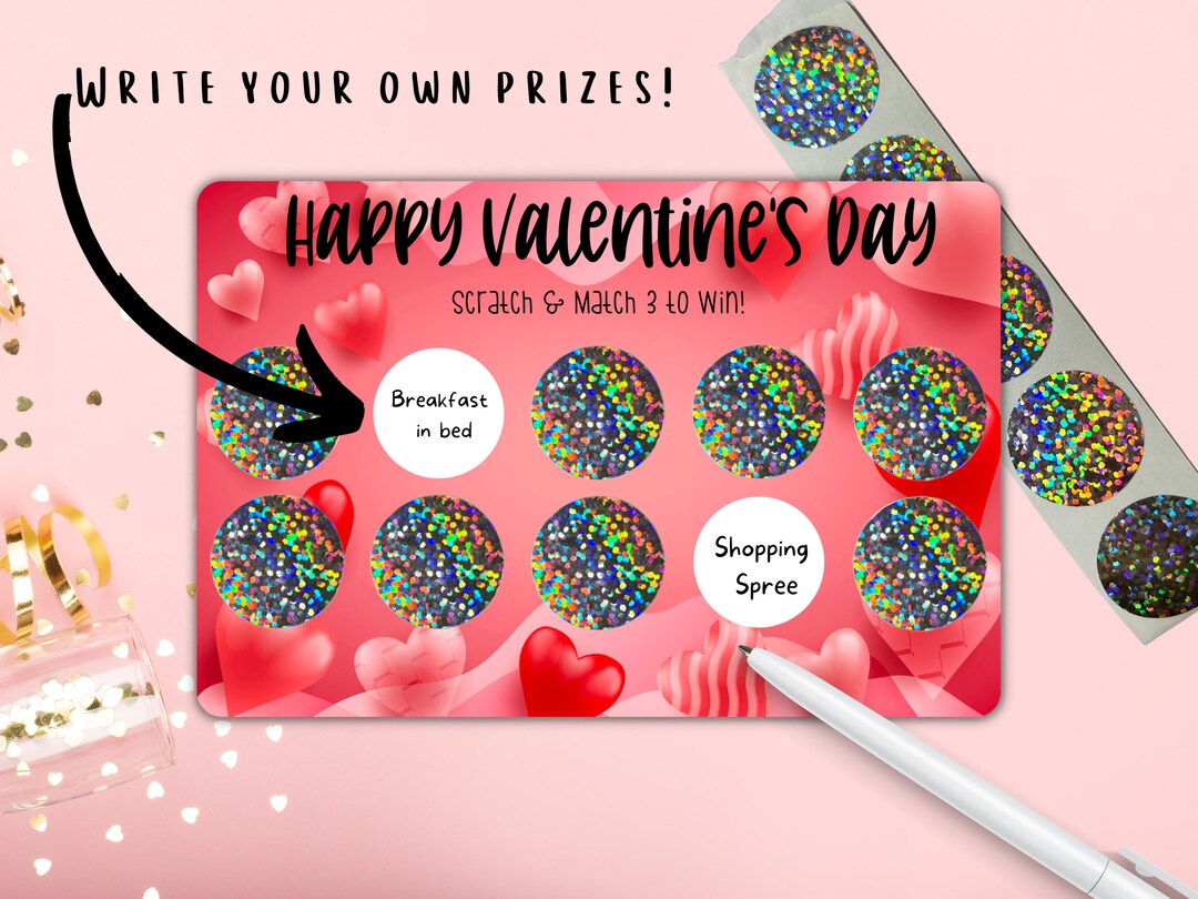 Personalized Scratch-off Valentine’s Day Card, DIY Gift, Valentine’s ...