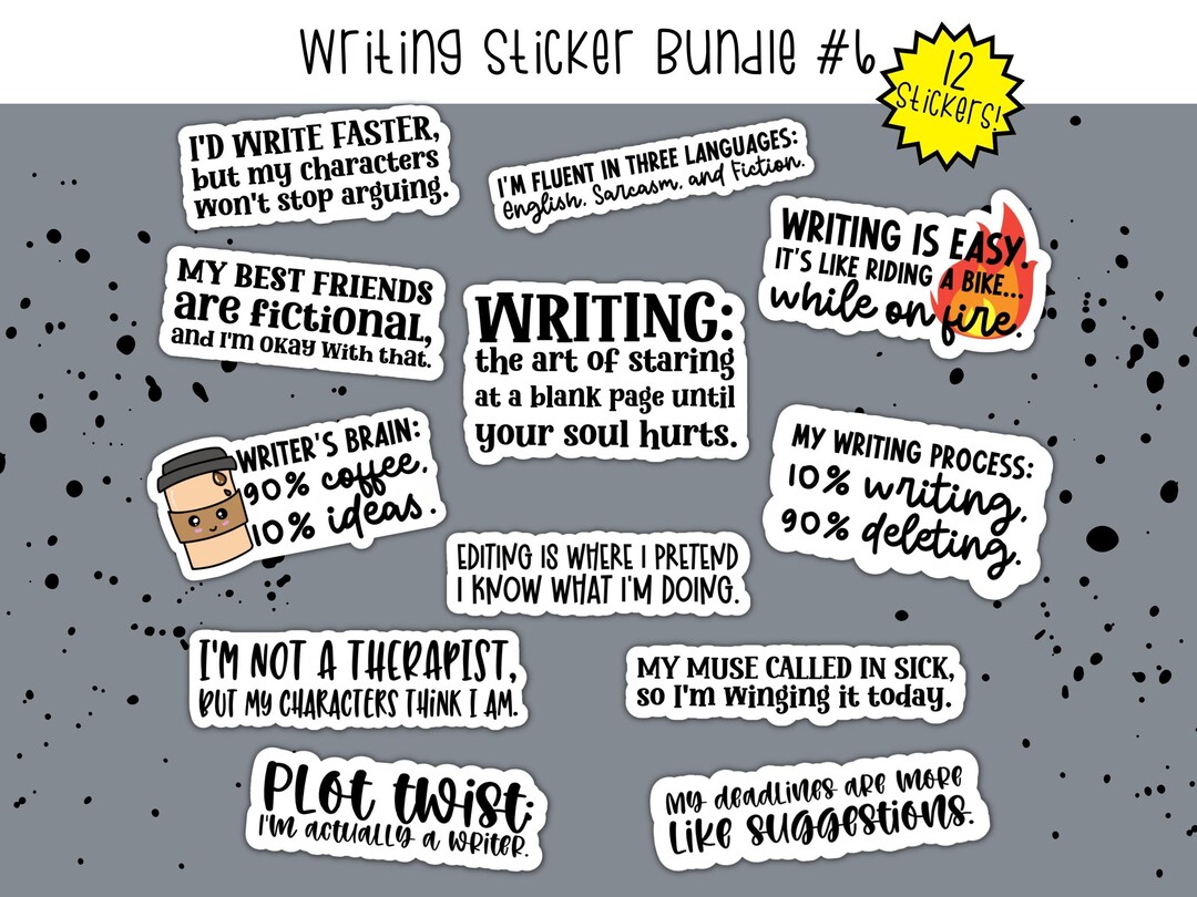 Writing Sticker Bundle 6, Stickers for Writers, Laptop Stickers - Etsy
