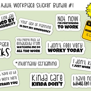 Funny Adult Workplace Sticker Bundle: Water-resistant Office Humor - Etsy