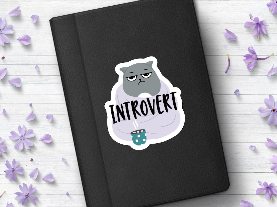 Grumpy Cat 'introvert' Vinyl Sticker – Funny Anti-social Feline Decal ...
