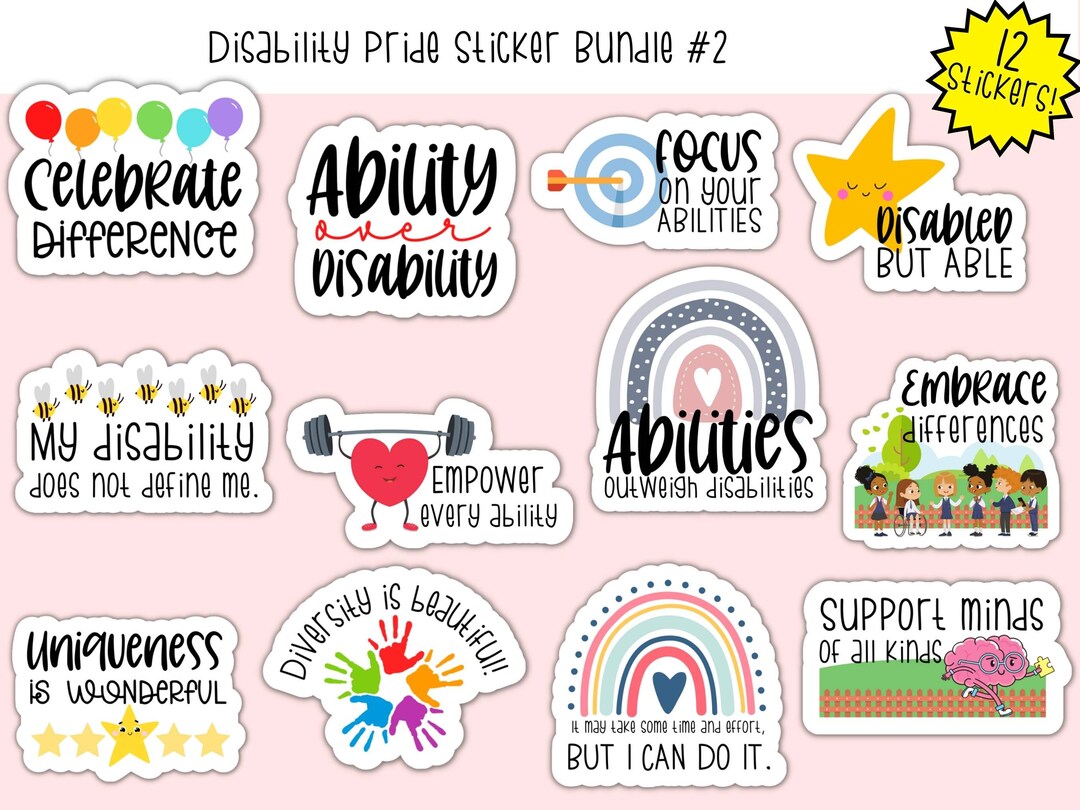 Disability Pride Sticker Bundle 2 Glossy Die-cut Stickers - Etsy
