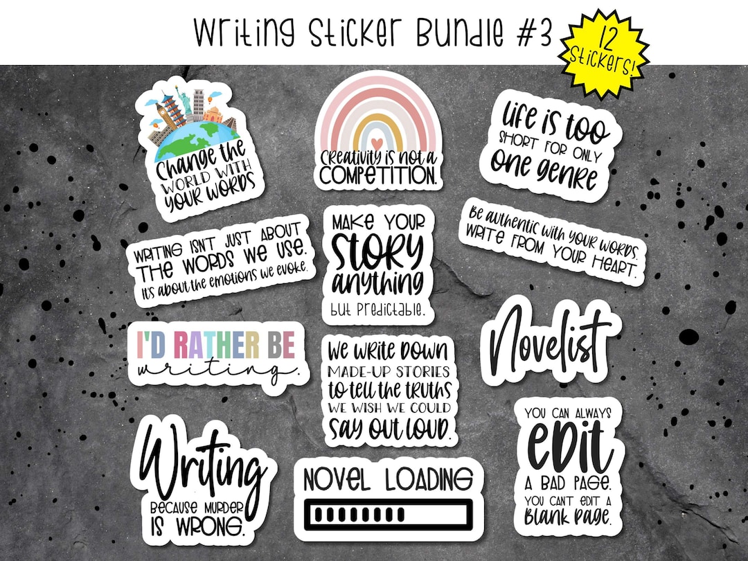 Writer's Die-cut Sticker Bundle #3, Stickers for Writing Lovers, Laptop ...