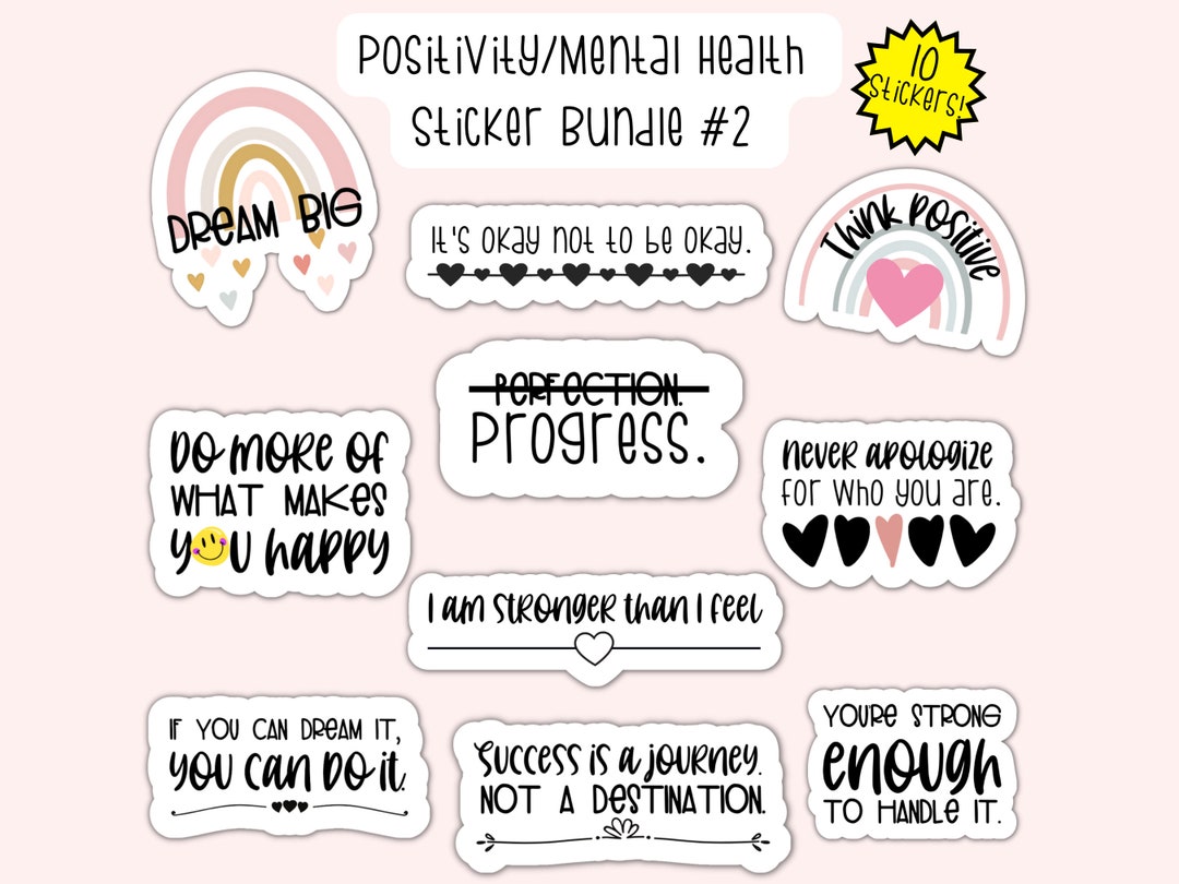Mental Health Sticker Bundle: Positive Affirmations, Water-resistant ...