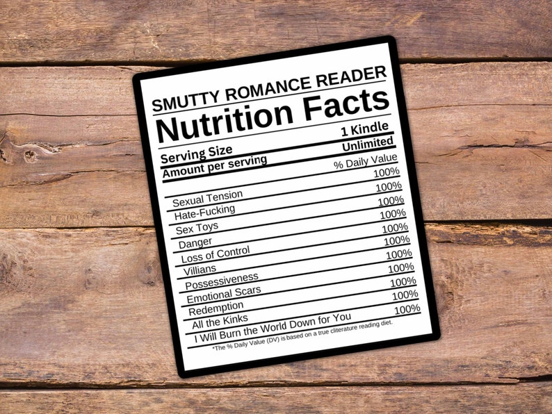 Smutty Romance Reader Nutrition Facts Sticker Fun Nutritional - Etsy UK