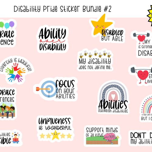 Disability Pride Sticker Bundle 2 Glossy Die-cut Stickers - Etsy