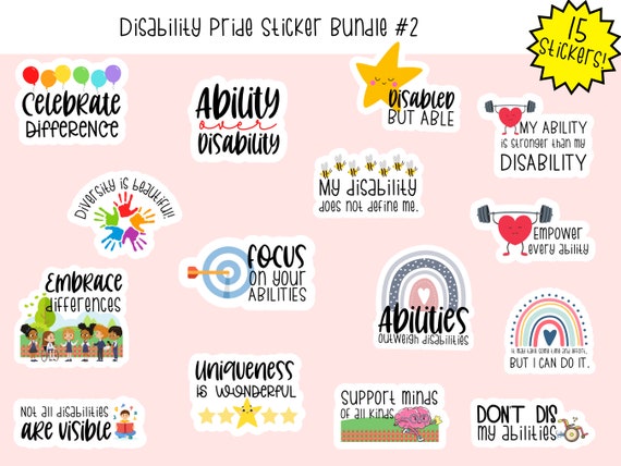Disability Pride Sticker Bundle 2 Glossy Die-cut Stickers - Etsy