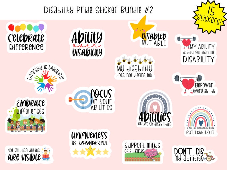 Disability Pride Sticker Bundle 2 Glossy Die-cut Stickers - Etsy