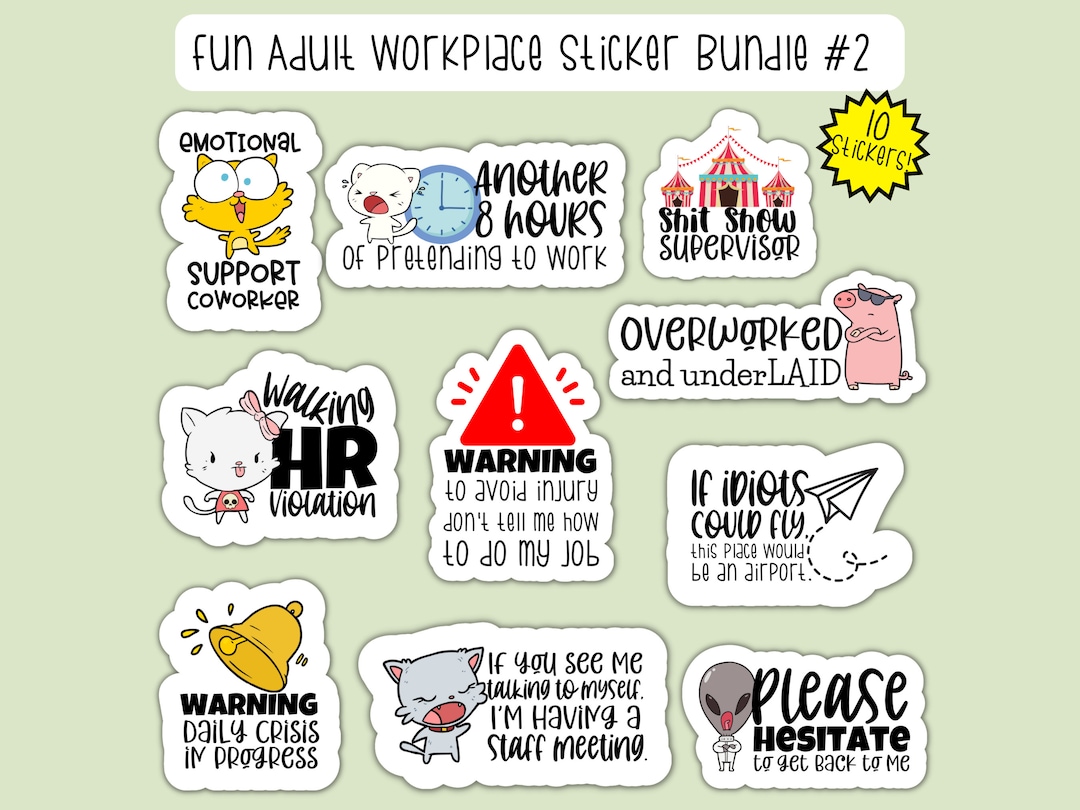 Fun Adult Workplace Sticker Bundle #2, Funny Office Stickers, Cute Work ...