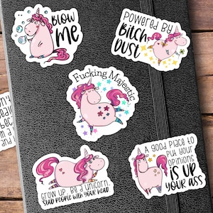 Swearing Unicorn Sticker Bundle #2, Funny Sticker Pack for Adults - Etsy