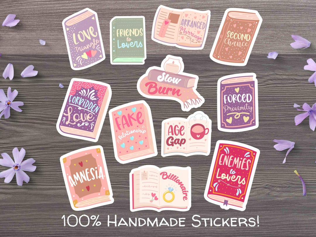 Cute Romance Trope Sticker Pack, Small Gift for Romance Readers - Etsy