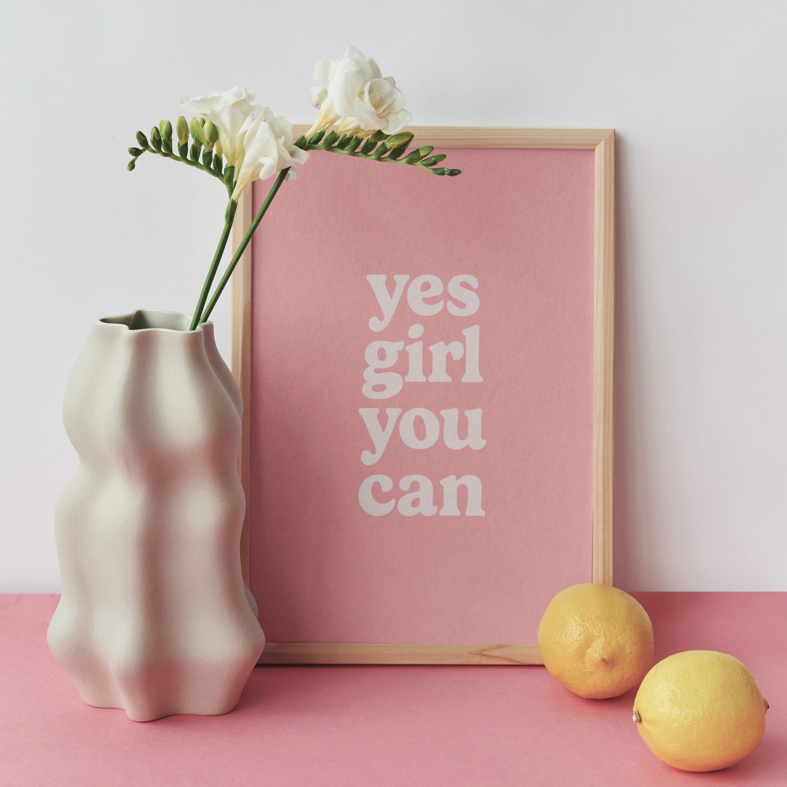 Yes Girl You Can Printable Pink Wall Art | Self Love Affirmation ...