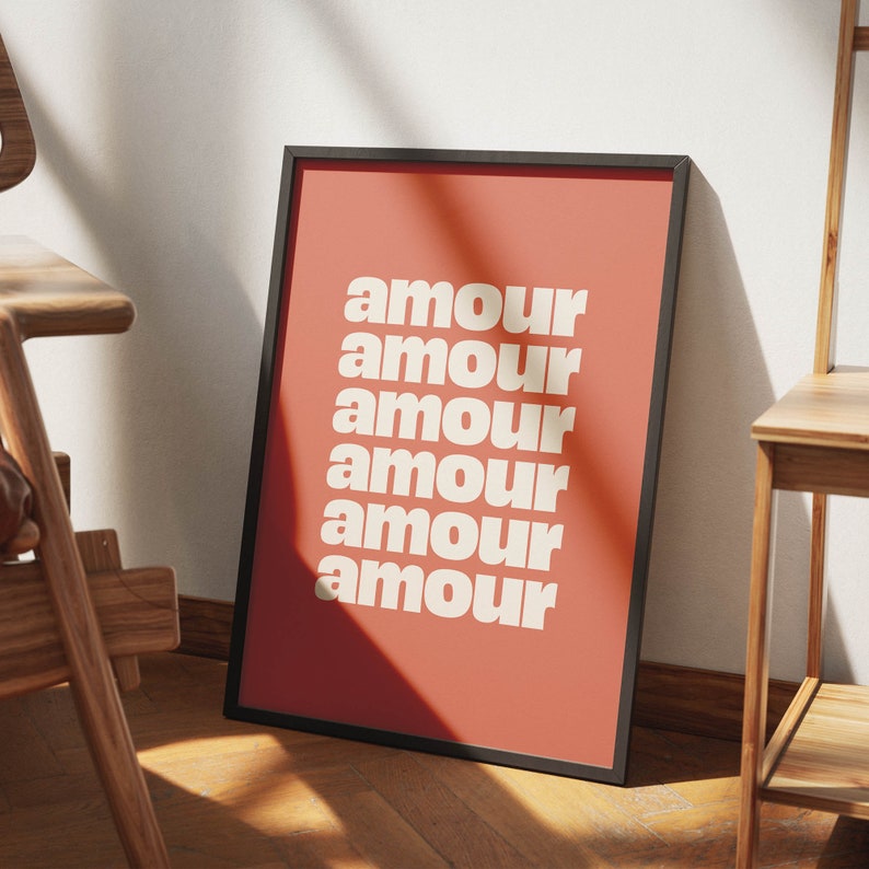 Amour Printable Wall Art | Red Dopamine Wall Art | Preppy Room | Indie ...