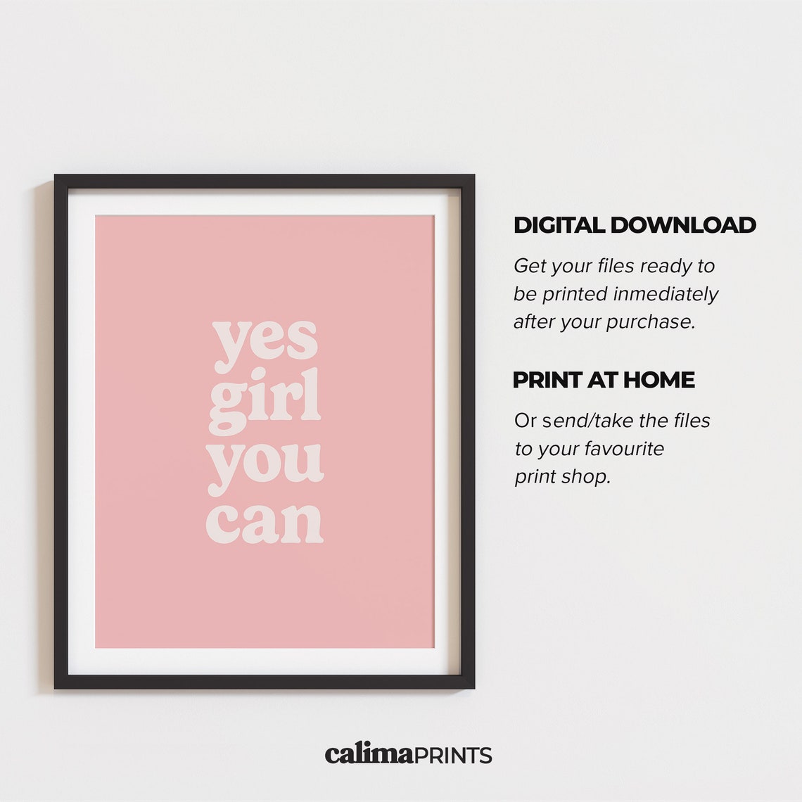 Yes Girl You Can Printable Pink Wall Art | Self Love Affirmation ...