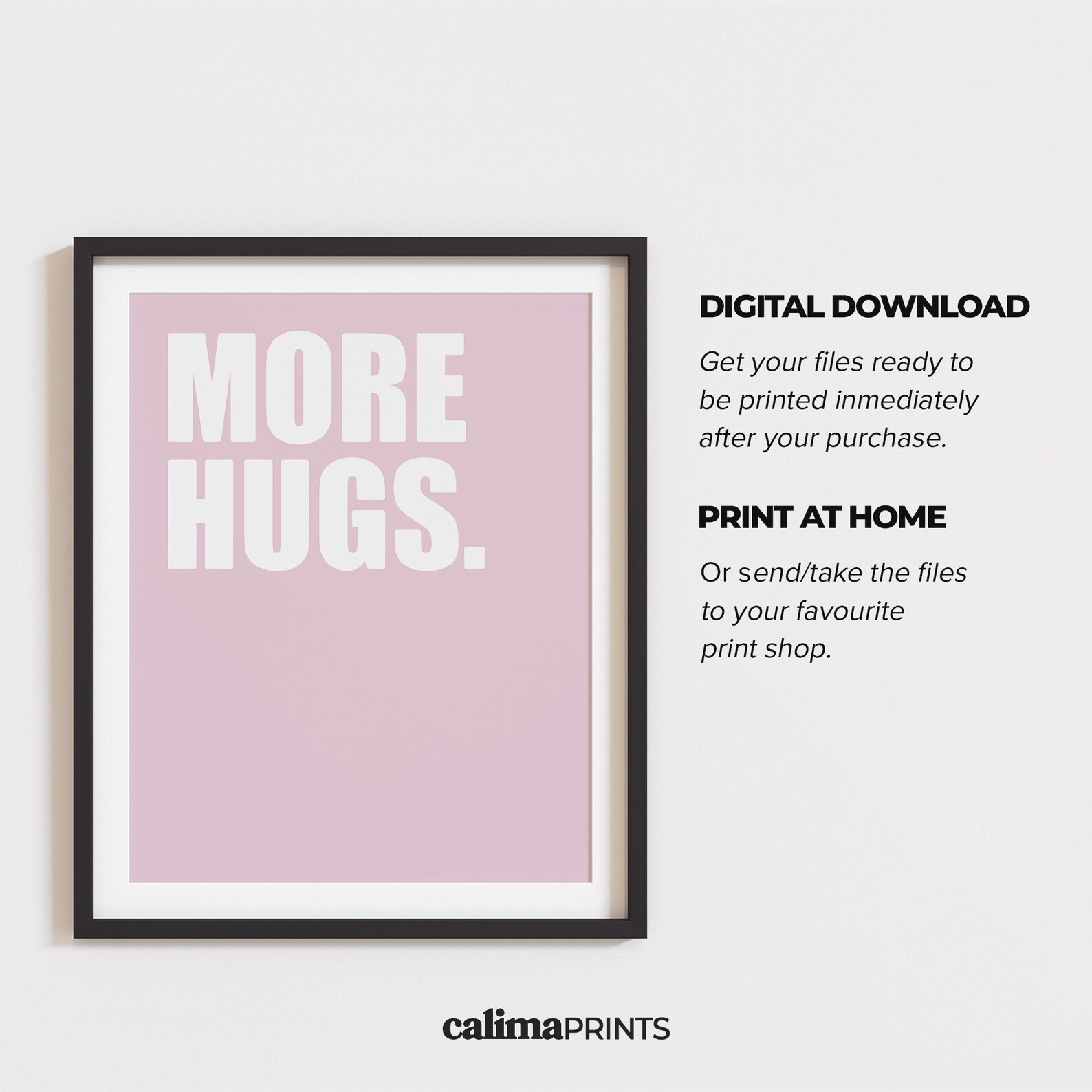 More Hugs Printable Pink Purple Wall Art | Affirmation Print | Danish ...