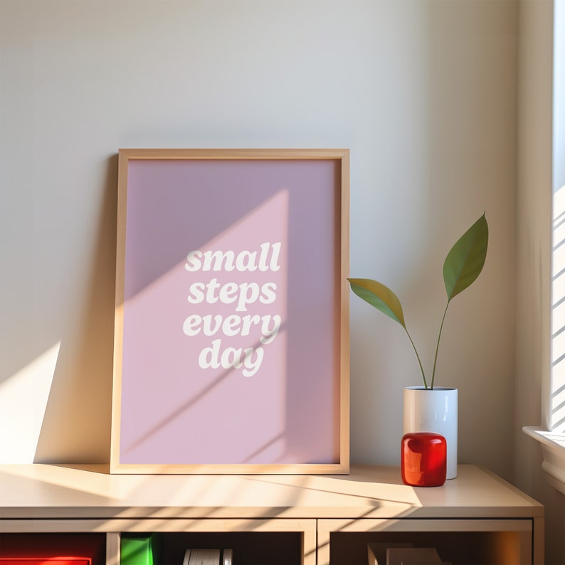 Small Steps Every Day Printable Purple Wall Art Danish Pastel Quote ...