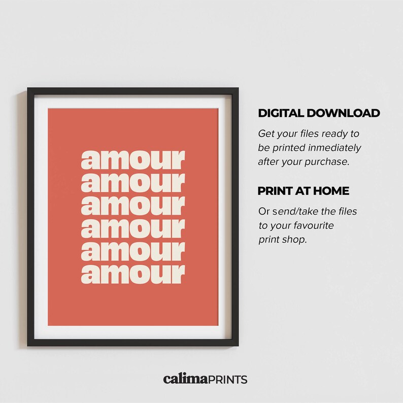 Amour Printable Wall Art | Red Dopamine Wall Art | Preppy Room | Indie ...